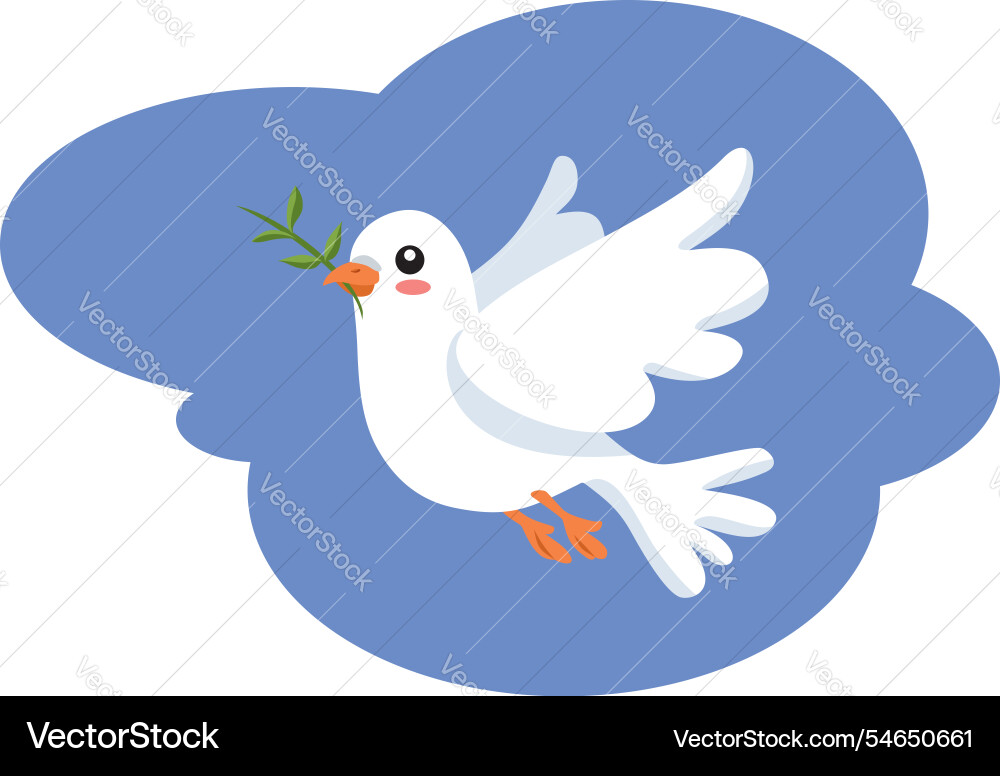 Peace dove with olive branch cartoon design Vector Image