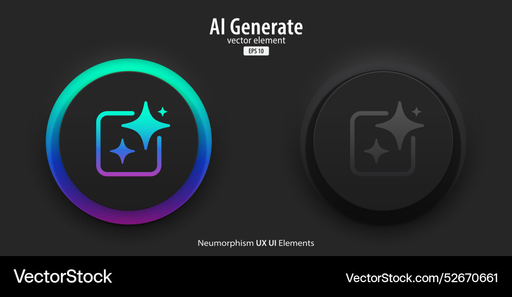 Set of generative ai buttons active and inactive Vector Image