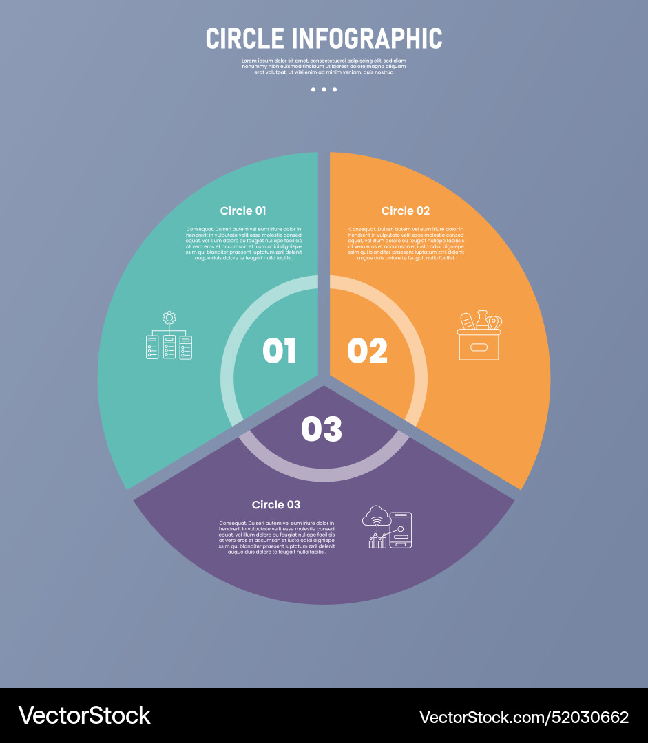 3 point circle infographic stage or step template Vector Image