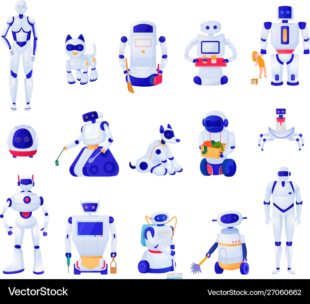 Artificial intelligence machines set Royalty Free Vector