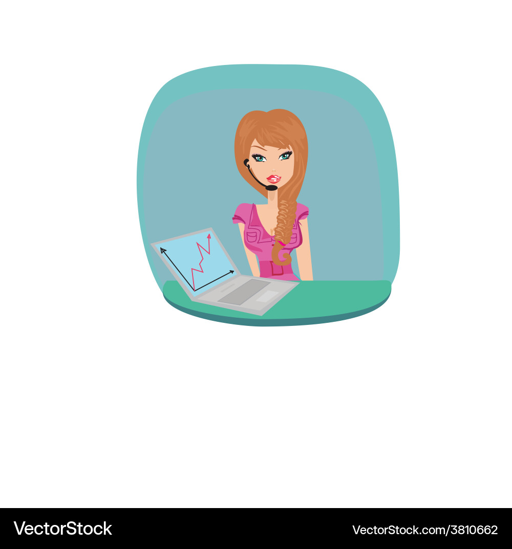 Beautiful secretary working with computer Vector Image