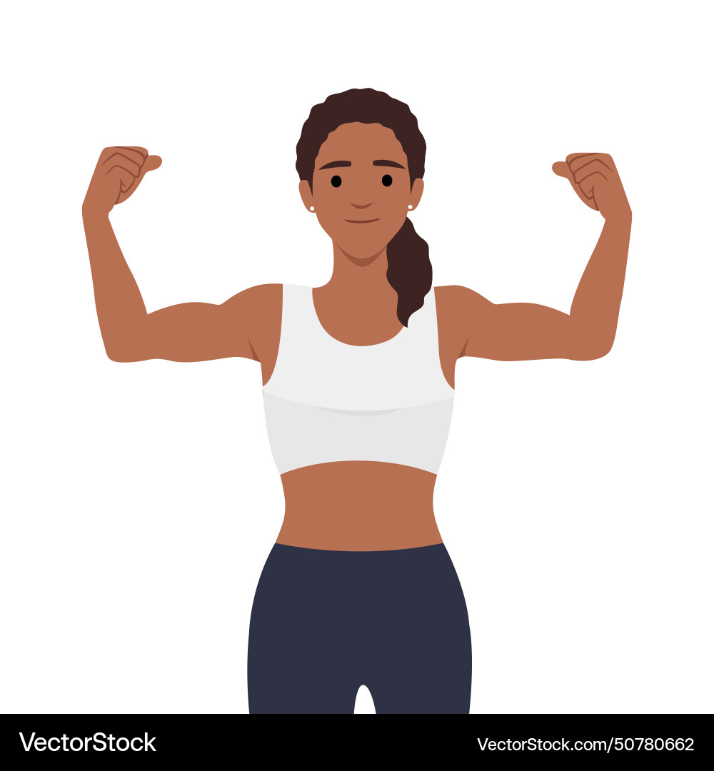 Beautiful strong powerful woman showing her Vector Image