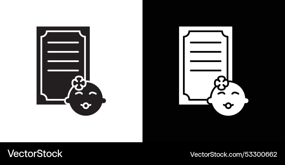 Birth certification icon thin line flat Royalty Free Vector