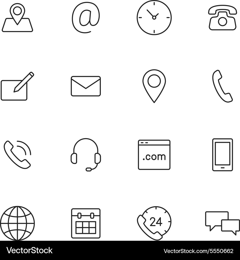 Contact icons Royalty Free Vector Image - VectorStock