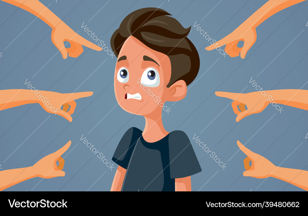 Guilty teen boy facing accusations Royalty Free Vector Image