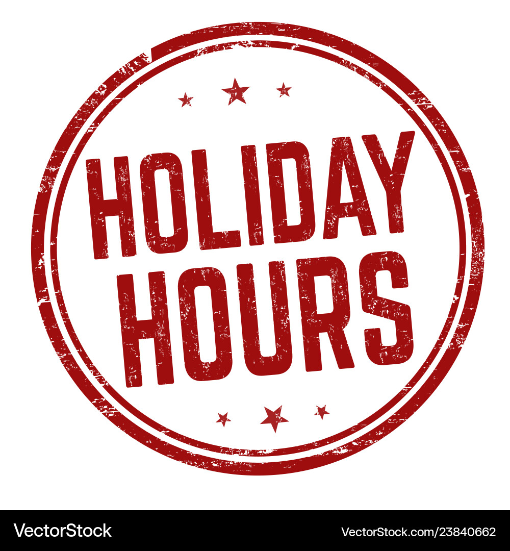 Holiday hours sign or stamp Royalty Free Vector Image