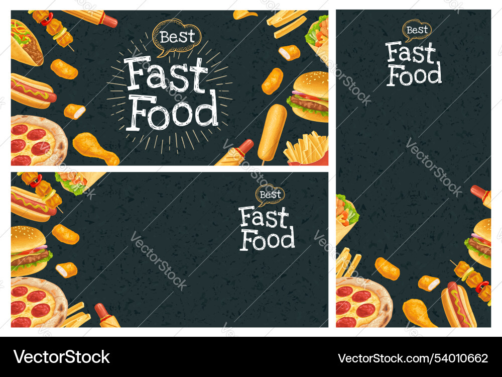 Horizontal and vertical poster fast food menu Vector Image