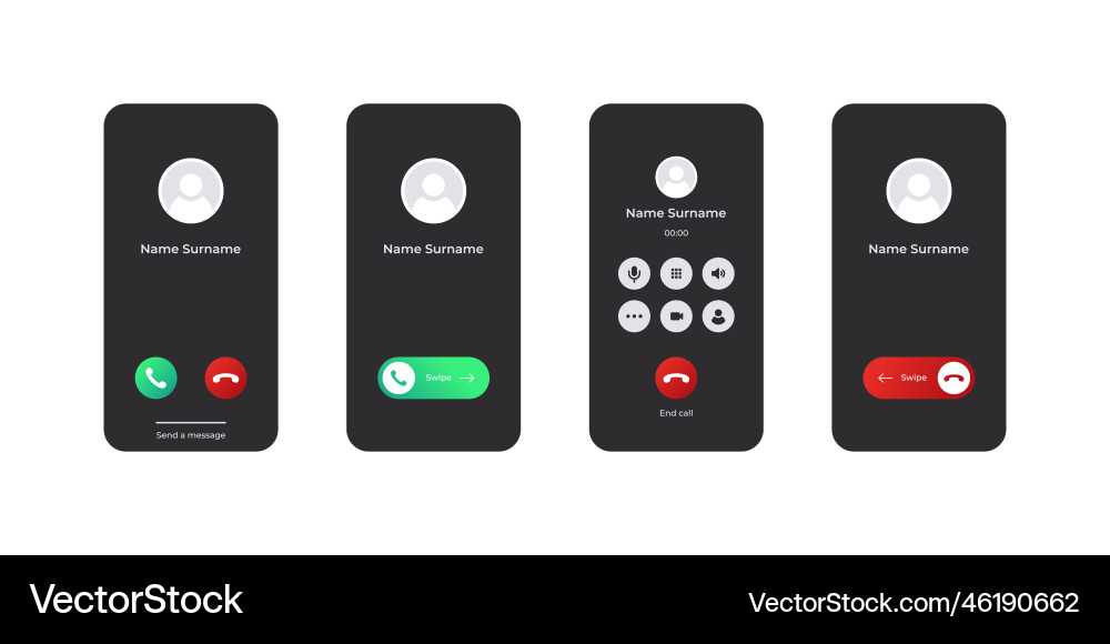 Incoming Call Phone Screen Mockup Royalty Free Vector Image