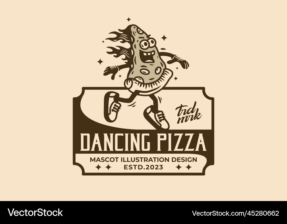 Mascot design of dancing pizza Royalty Free Vector Image