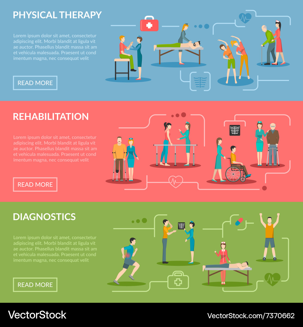Physiotherapy rehabilitation banners Royalty Free Vector