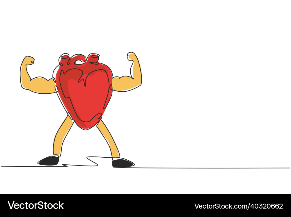 Single one line drawing strong and healthy human Vector Image