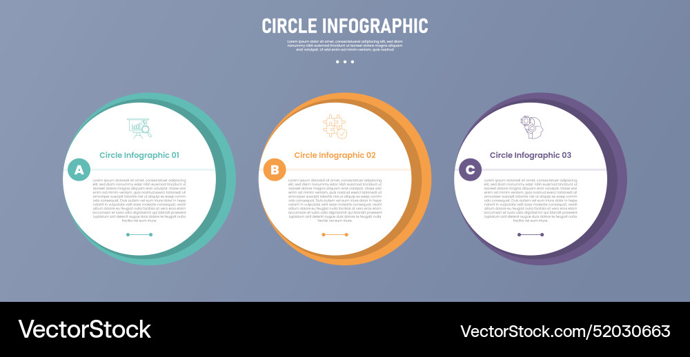 3 point circle infographic stage or step template Vector Image
