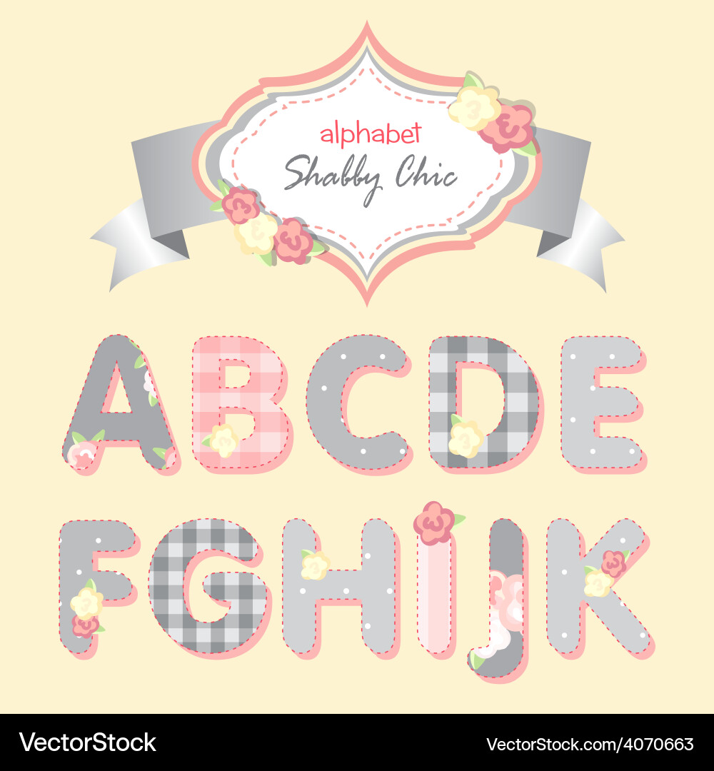 Alphabet shabby chic Royalty Free Vector Image