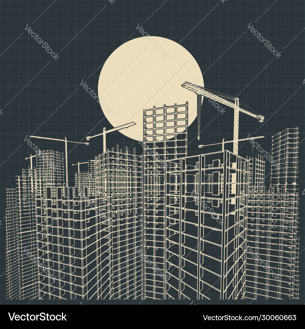 Construction industry blueprint Royalty Free Vector Image