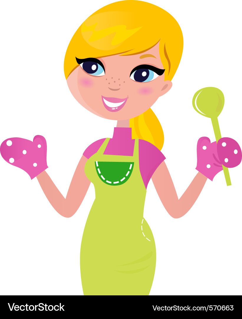 Cooking mother preparing healthy food Royalty Free Vector