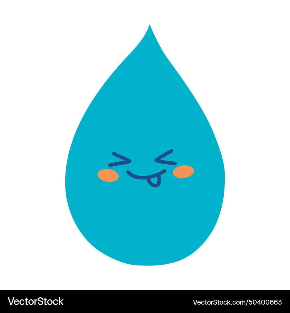 Cute kawaii hand drawn water drop funny Royalty Free Vector