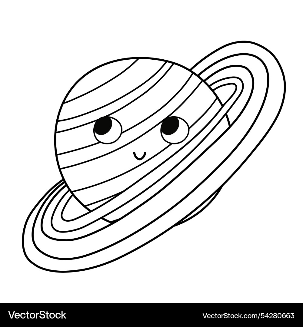 Cute saturn black and white planet Royalty Free Vector Image