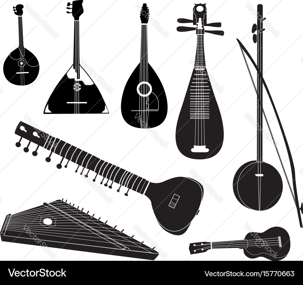 Ethnic music instruments set musical instrument Vector Image