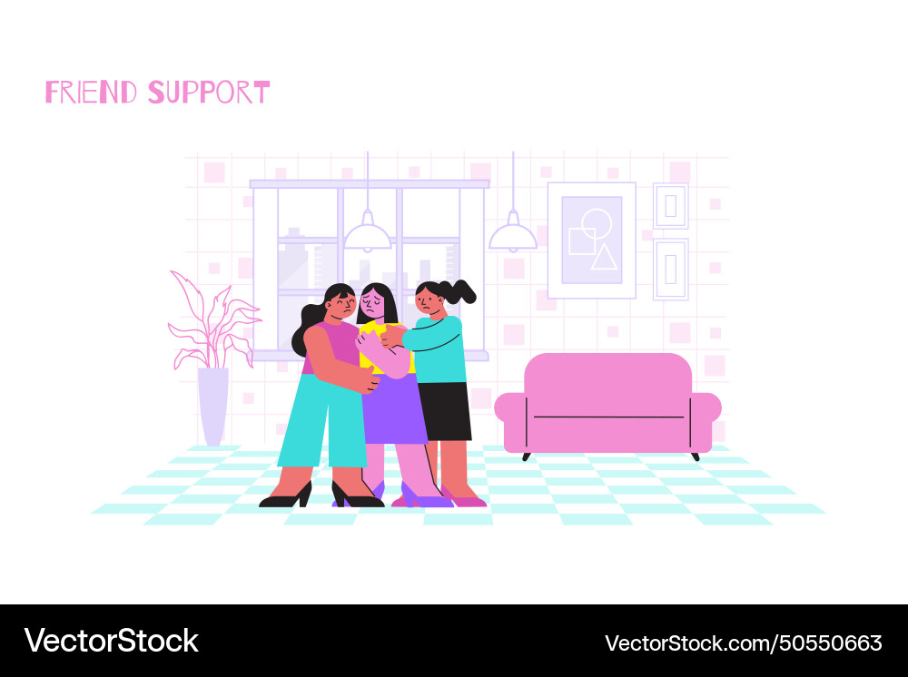 Friend support flat Royalty Free Vector Image - VectorStock