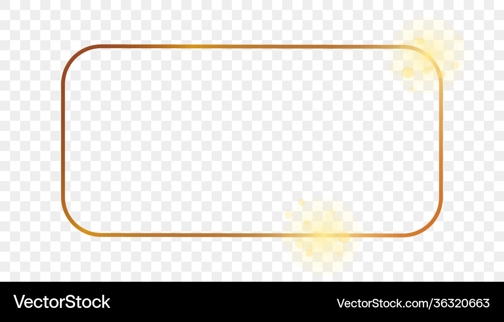 Gold glowing rounded rectangular frame Royalty Free Vector