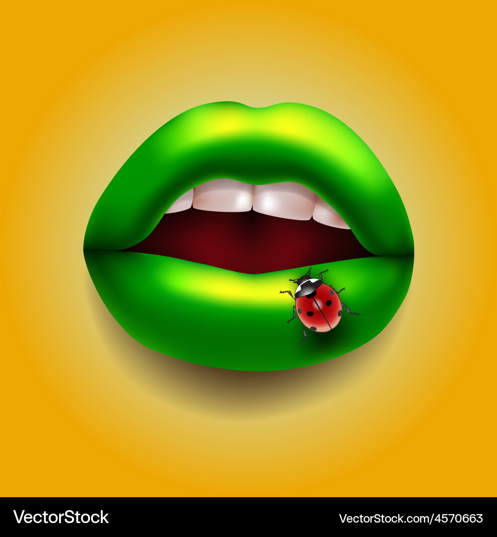 Lips with ladybug Royalty Free Vector Image - VectorStock
