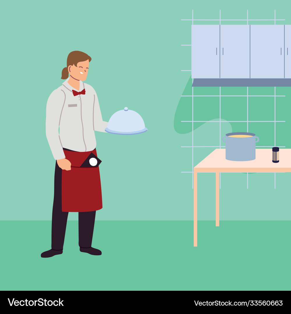 Logo Kellner Mann mit Uniform Lizenzfreies Vektorbild