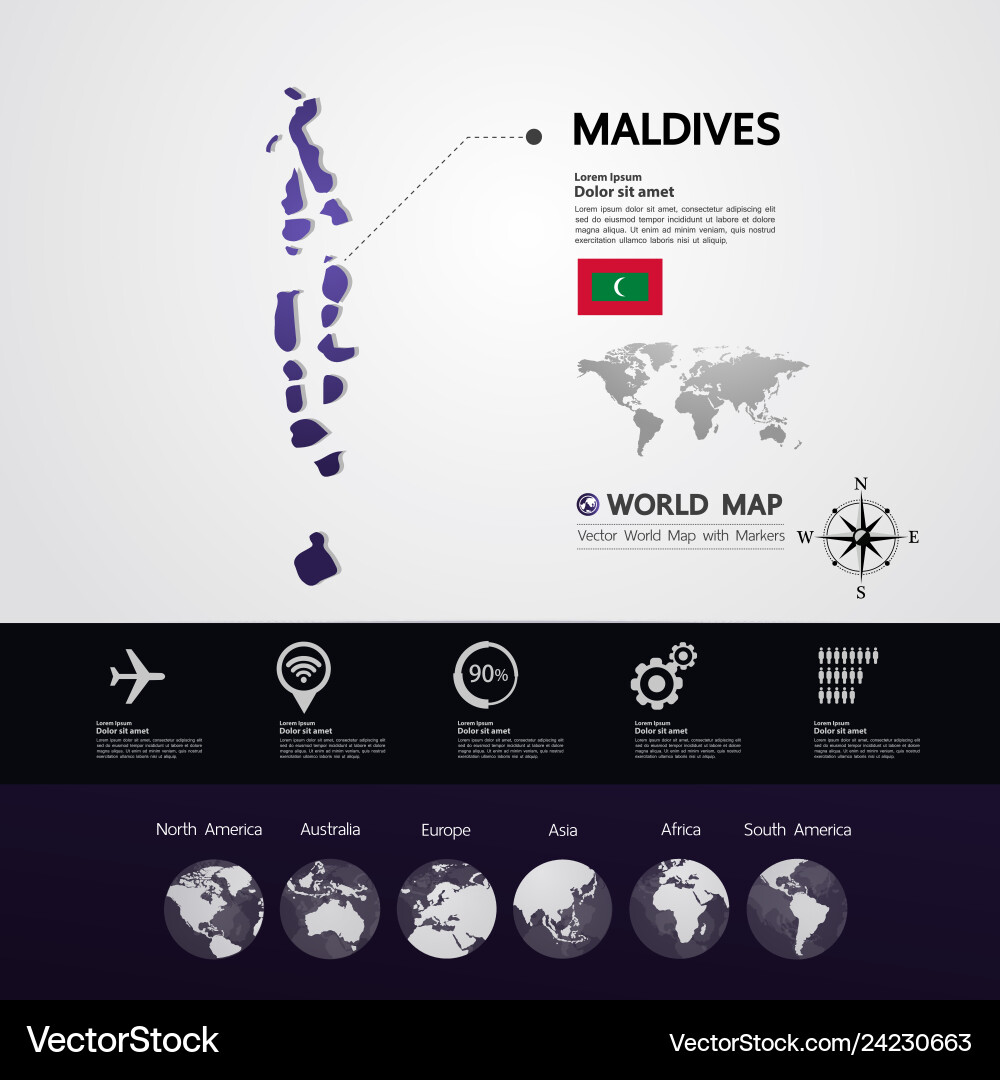 Maldives map Royalty Free Vector Image - VectorStock