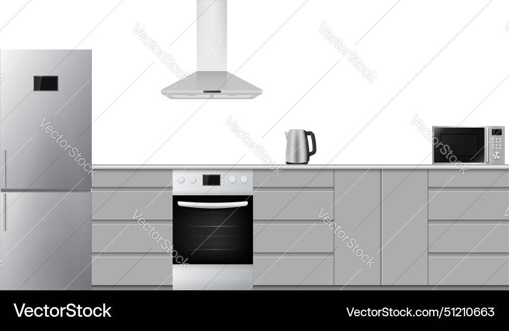 Modern kitchen interior in minimalist design Vector Image