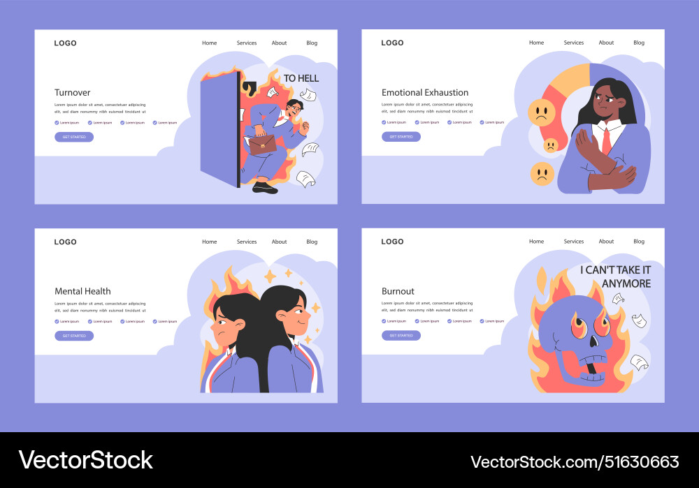 Professional burnout web banner or landing page Vector Image