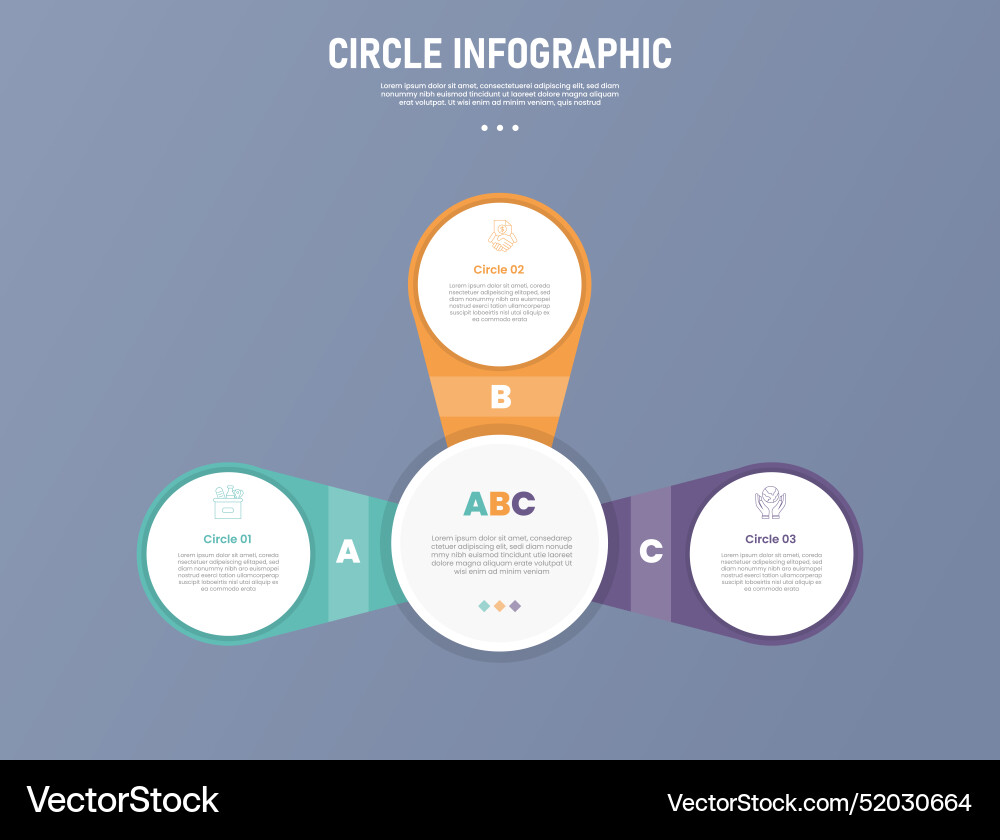 3 point circle infographic stage or step template Vector Image