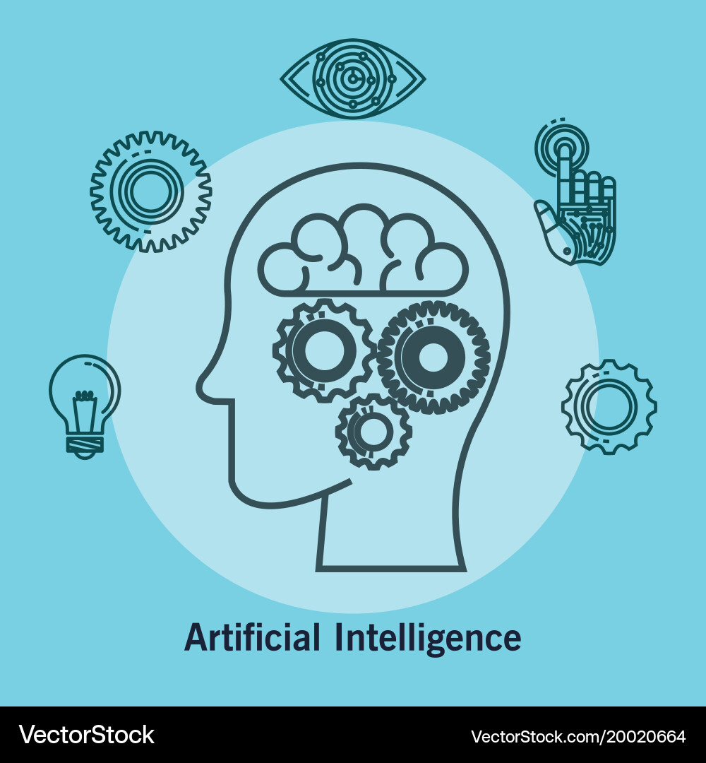 Artificial intelligence technology set icons Vector Image