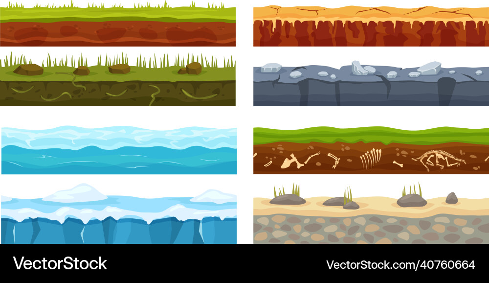 Cartoon seamless ground texture game foreground Vector Image