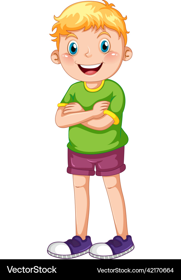 Cute boy cartoon character on white background Vector Image
