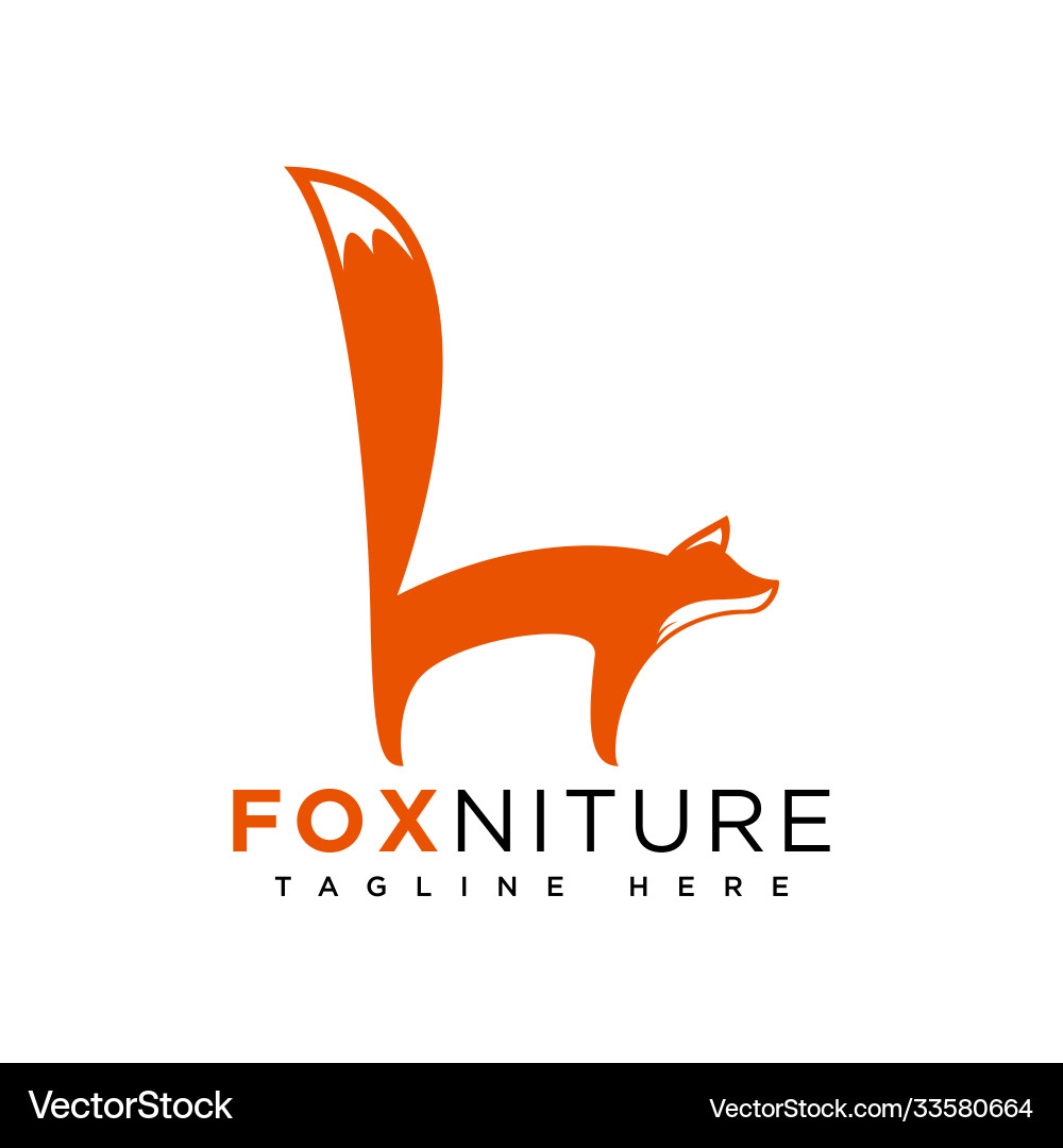 Furniture logo fox and chair design Royalty Free Vector