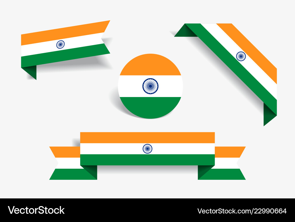 Indian flag stickers and labels Royalty Free Vector Image
