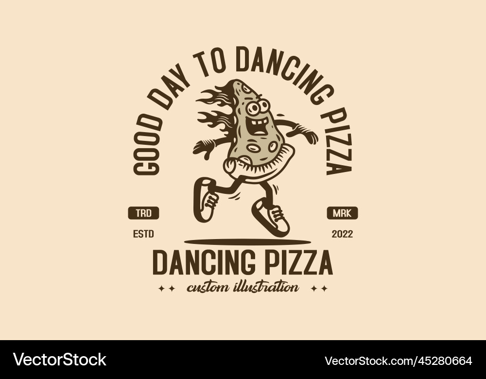 Mascot design of dancing pizza Royalty Free Vector Image