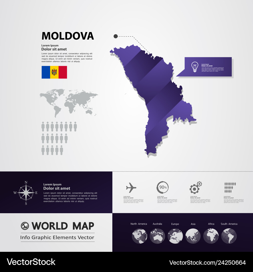 Moldova map Royalty Free Vector Image - VectorStock