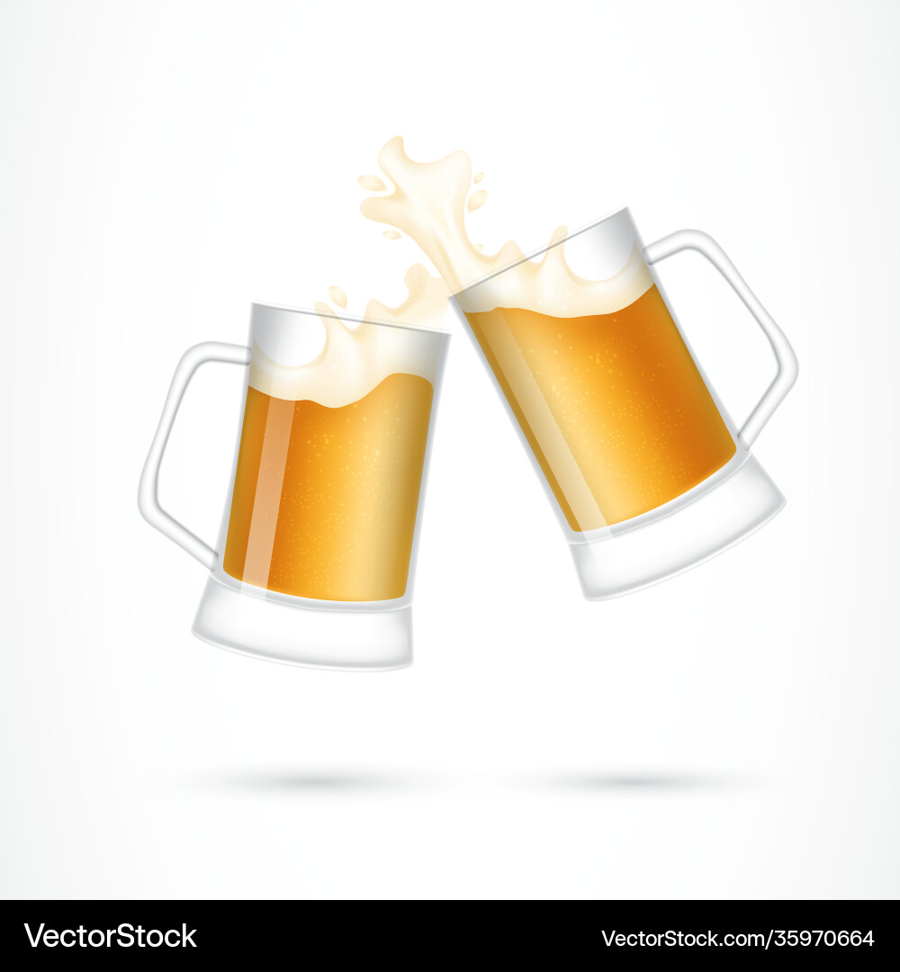 Pair beer glasses Royalty Free Vector Image - VectorStock