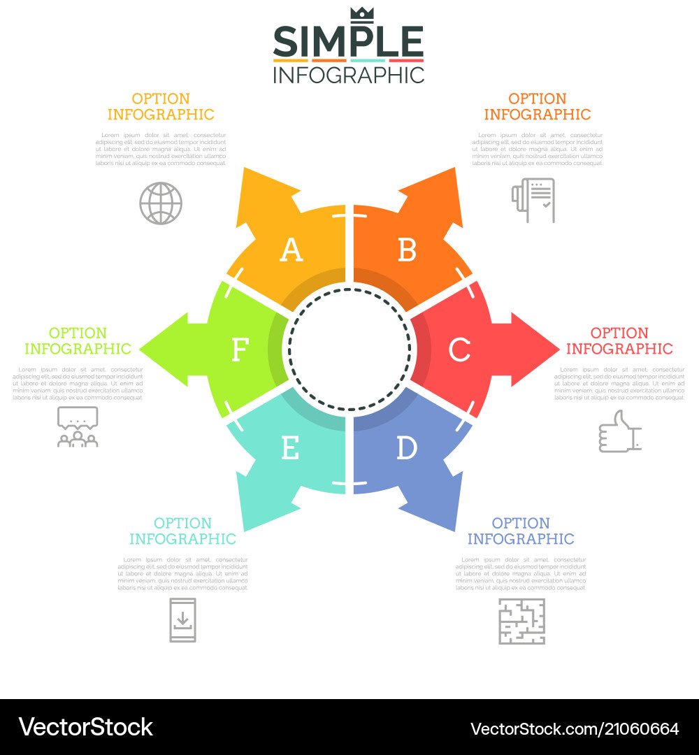 Round diagram divided into 6 lettered Royalty Free Vector