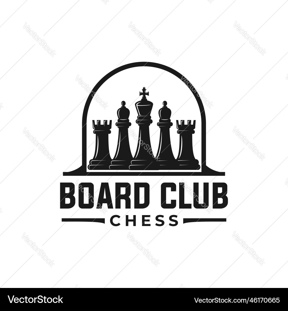 Chess board game strategy logo template Royalty Free Vector