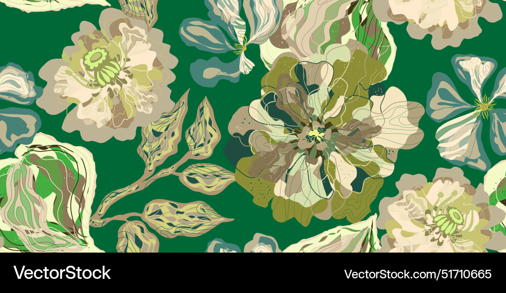 Fantasy stylized blooming floral pattern Vector Image