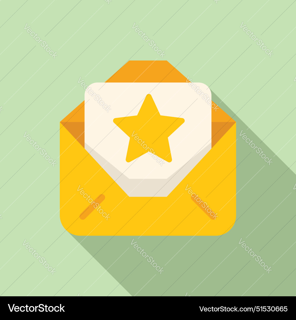 Golden star is appearing from an open envelope Vector Image