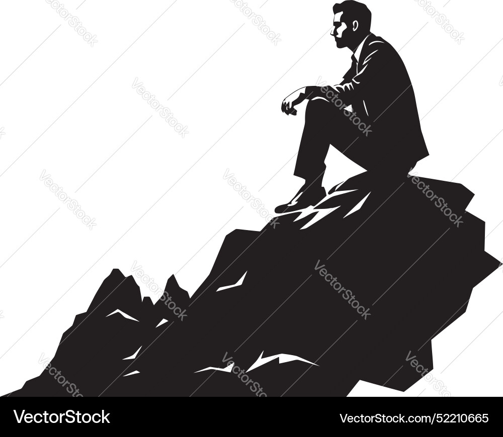 Highlandhorizon man relaxing on mountain rock Vector Image