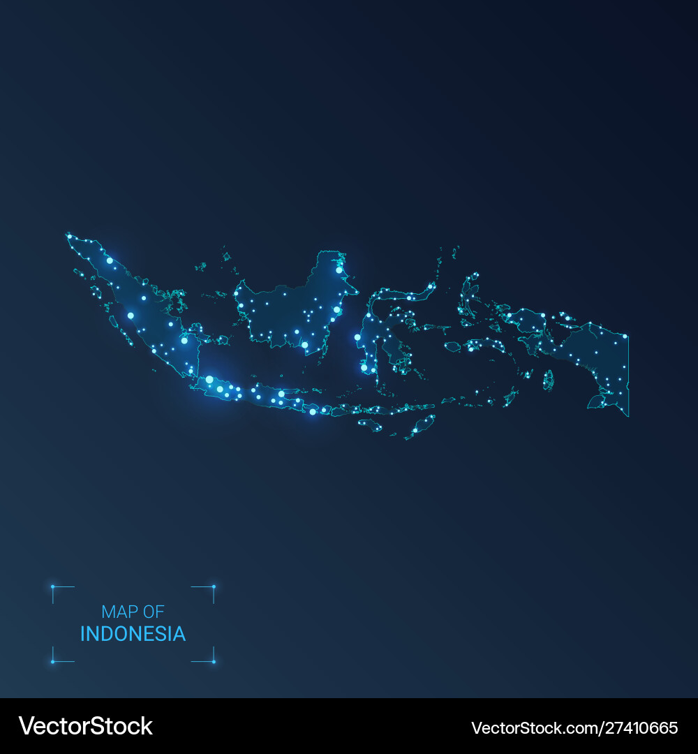 Indonesia City Map - Neon Lights Royalty Free Vector Image
