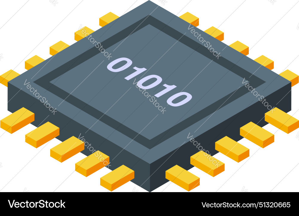 Isometric 3d microchip Royalty Free Vector Image