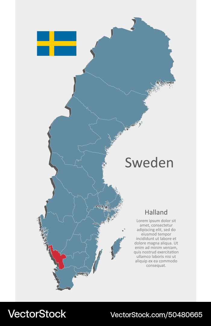 Map sweden county halland Royalty Free Vector Image