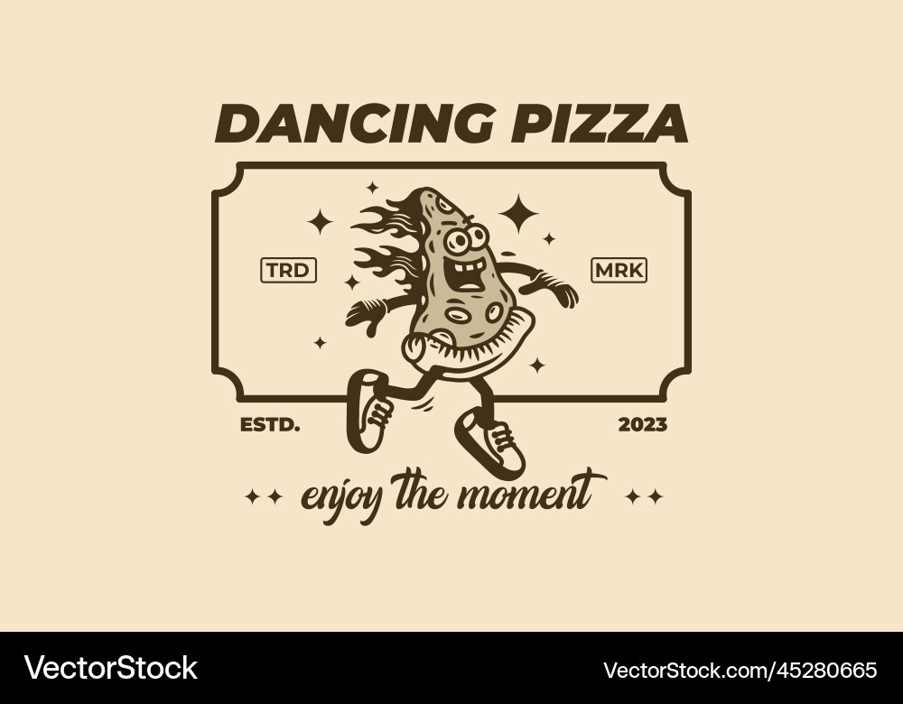 Mascot design of dancing pizza Royalty Free Vector Image