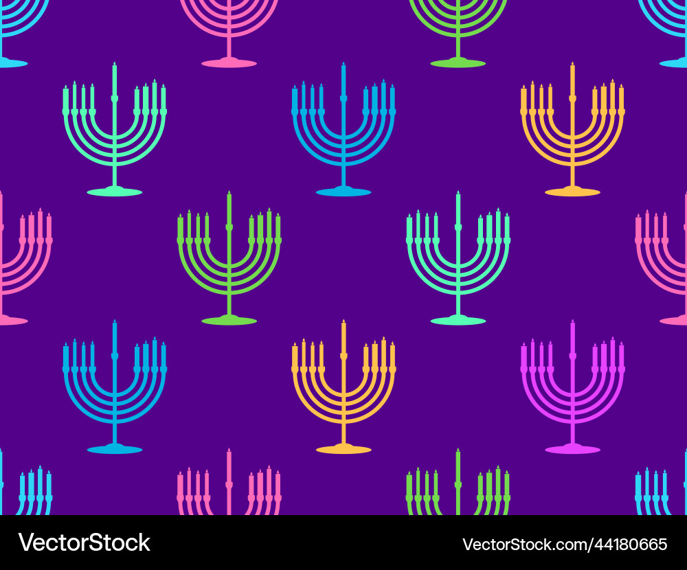 Menorah with nine hanukkah candles seamless Vector Image