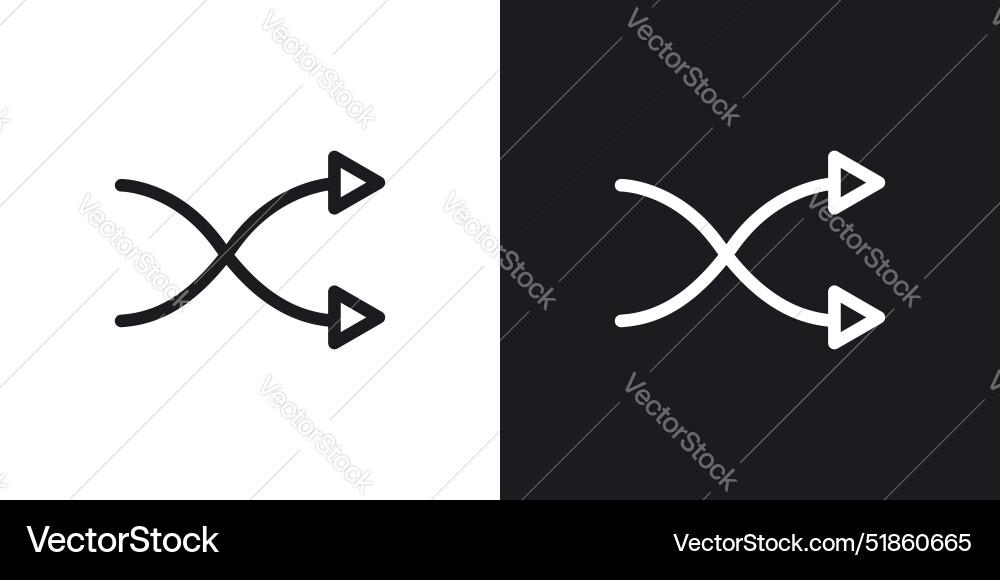 Shuffle liner and solid icon set in black color Vector Image
