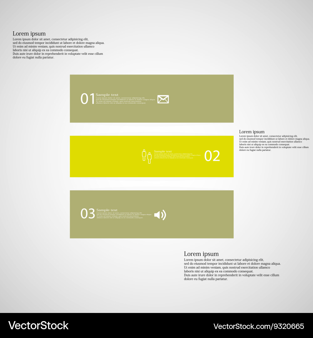 Square horizontal divided to three green parts Vector Image